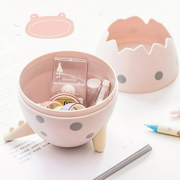 PP Kids Egg Shape Pen Holder Portable Cartoon Large Cartoon Dotted ...