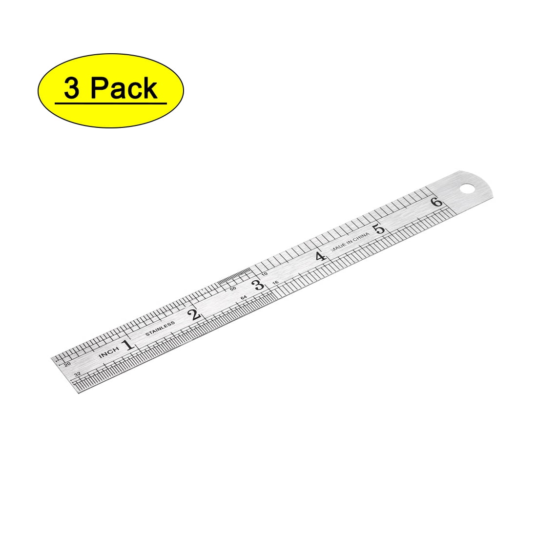 Uxcell Steel Stainless Steel Straight Ruler 6-inch (15cm) Inches and ...