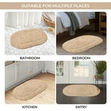 Cotton Solid 2-Piece Ivory Highly Absorbent Non-Slip Oval Bath Rug Set ...