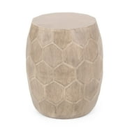 GDF Studio Attola Outdoor Lightweight Cement End Table, Modern Patio ...
