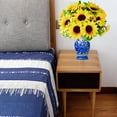 6 Bundles Artificial Sunflowers Flower Fake Silk Sunflower Bouquet Faux ...