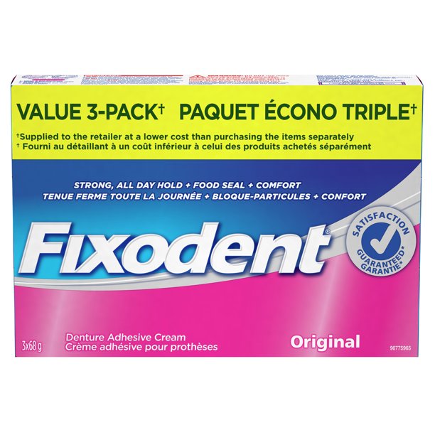 Fixodent Complete Original Denture Adhesive Cream, 2.4 oz, 3 Pack ...