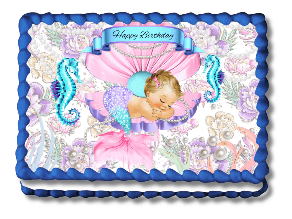 Baby Mermaid Under The Sea Edible Image Birthday Or Baby Shower Edible ...