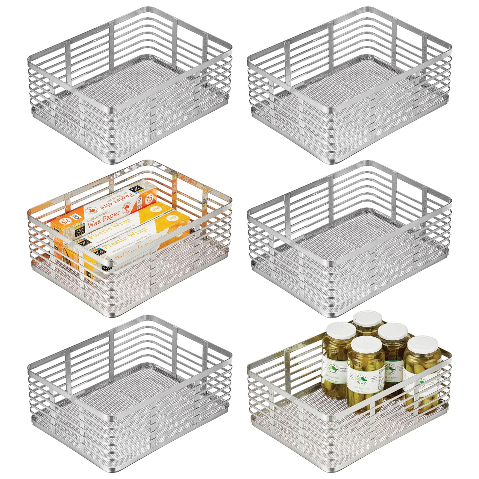 mDesign Large Steel Metal Wire Kitchen Food Storage Organizer Bin ...