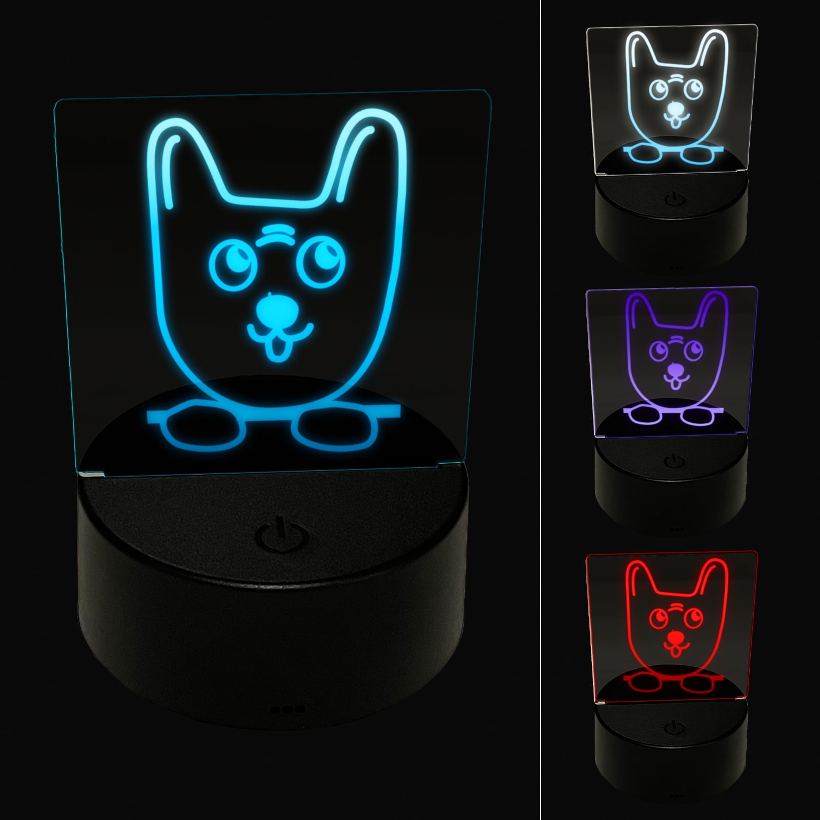Cute Puppy Dog Doodle Face and Paws LED Night Light Sign 3D Illusion ...