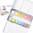 PHOENIX Pastel Watercolor Paint Set, 12 Half Pan Soft Muted Colors ...