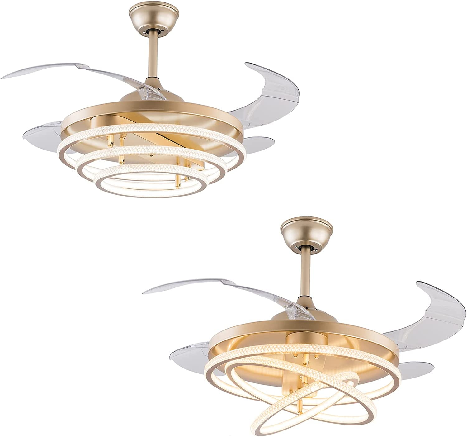 Miumaeov Crystal Ceiling Fan with Light and Remote, 42" Modern ...