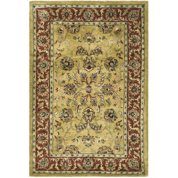 SAFAVIEH Classic Nicholas Floral Bordered Wool Area Rug, Gold/Red, 5' x ...