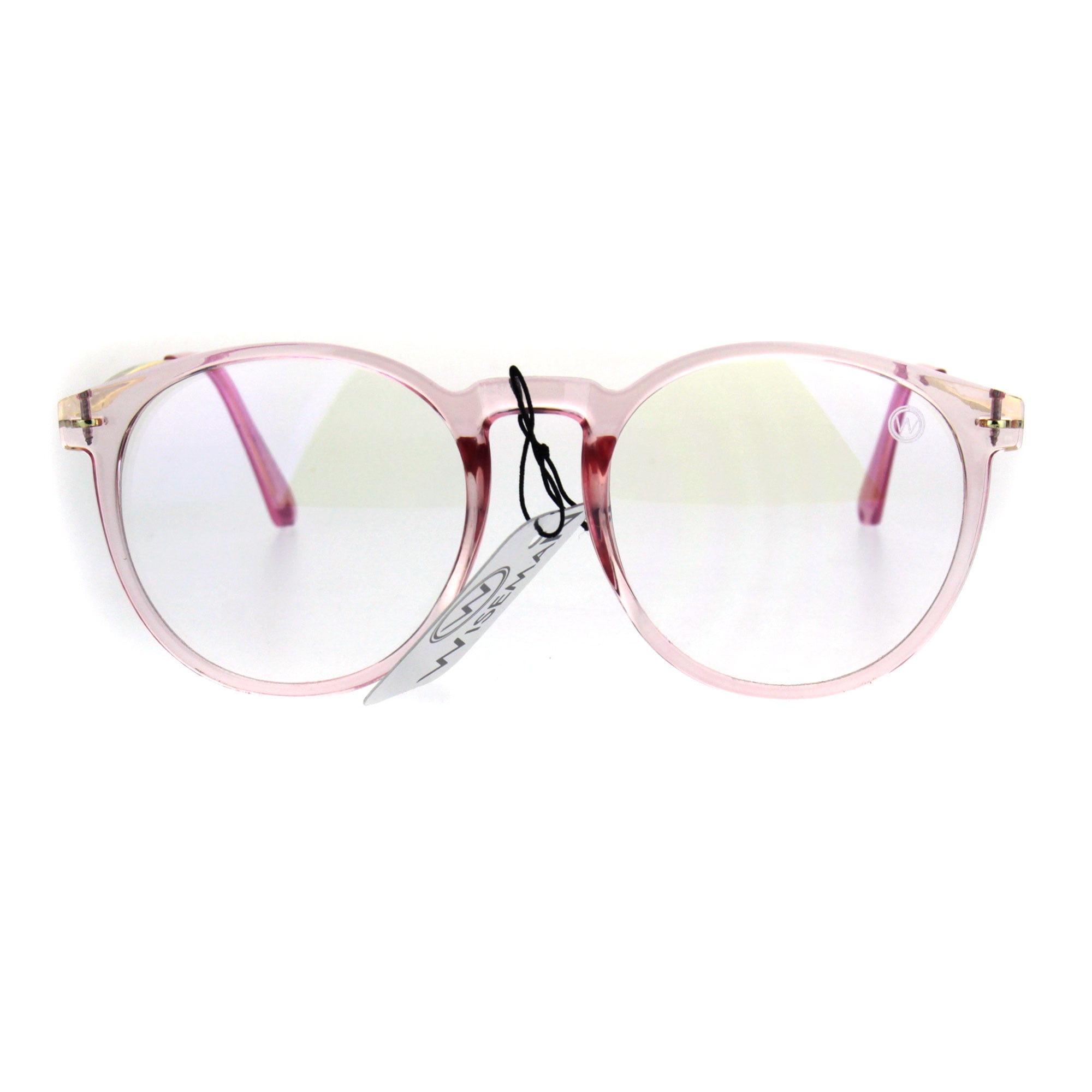 Round Circle Lens Keyhole Horned Thin Plastic Eye Glasses Pink ...