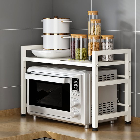 CONSDAN Microwave Stand, USA Grown Hickory Microwave Shelf, Wooden ...