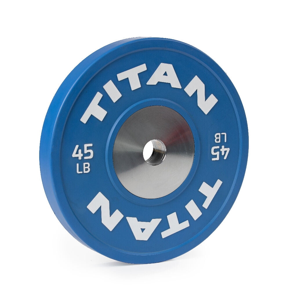Titan Fitness 45 LB Blue Elite Olympic Bumper Plate, Competition Weight ...