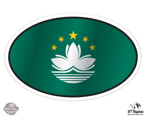 Macau Flag Oval - 12" Vinyl Sticker Waterproof Decal - Walmart.com
