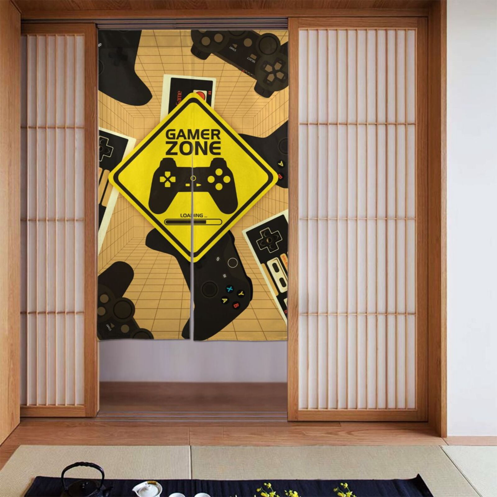 Doorway Drape Split Curtains, Gamer Zone Gamepad Room Divider Privacy ...