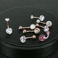 ZS Hypoallergenic 14G Cubic Zirconia Belly Button Rings, Double Ball ...