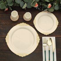 Efavormart 25 Pack | 10" Gold / White Vintage Porcelain Style Dessert ...
