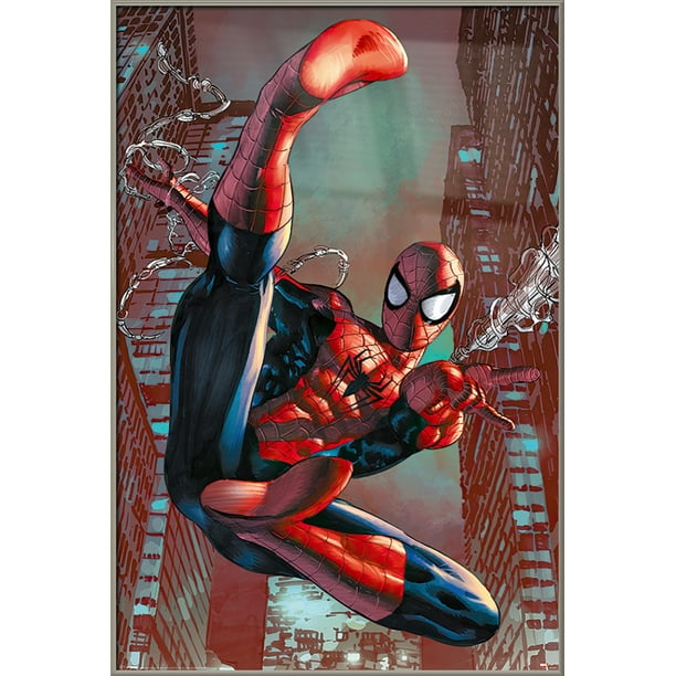 Spider-Man - Framed Marvel Comics Poster (Web Slinging) (Size: 25" X 37 ...