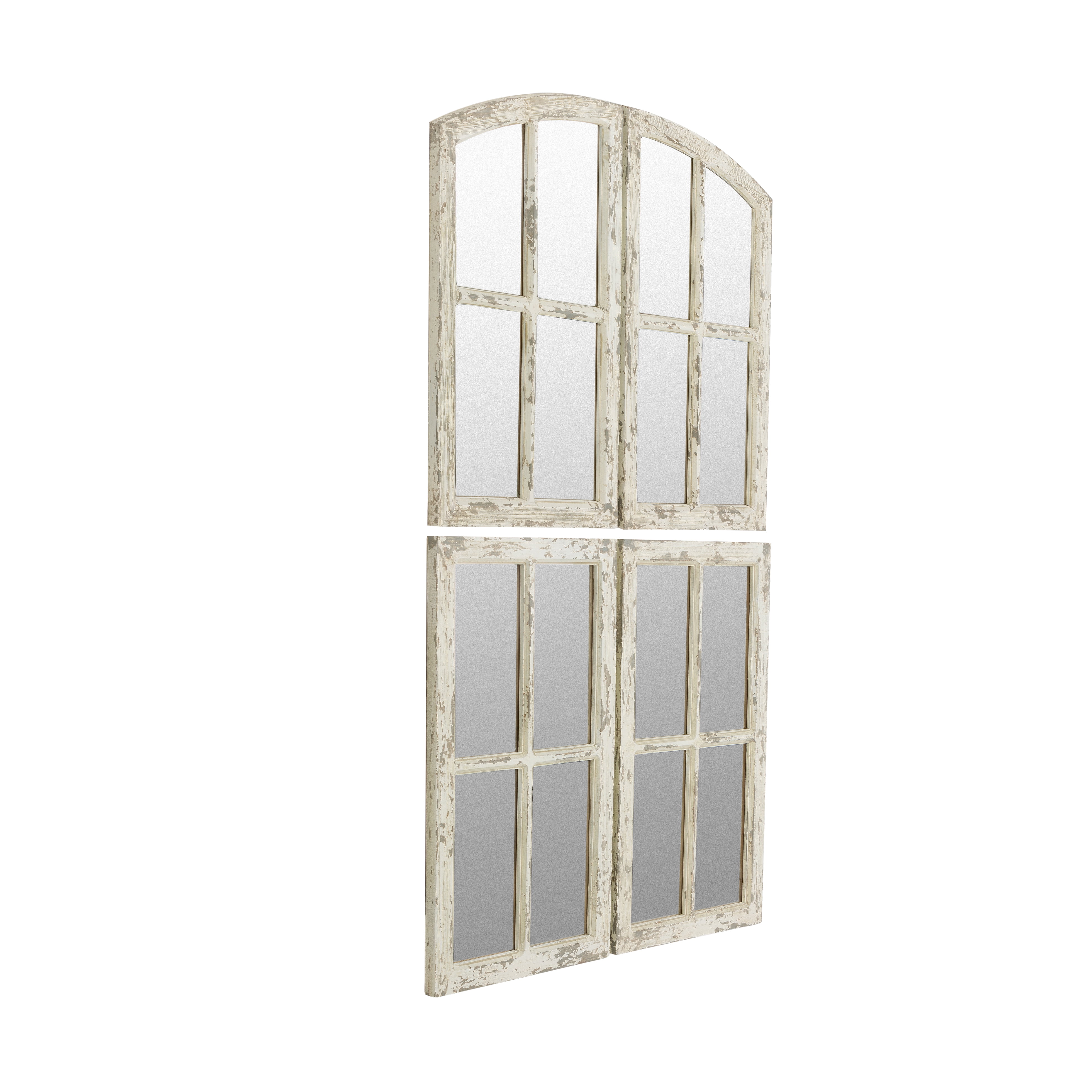 Raelynn Arch Window Pane Mirrors Off-White 27" x 15" (Set of 4) by ...