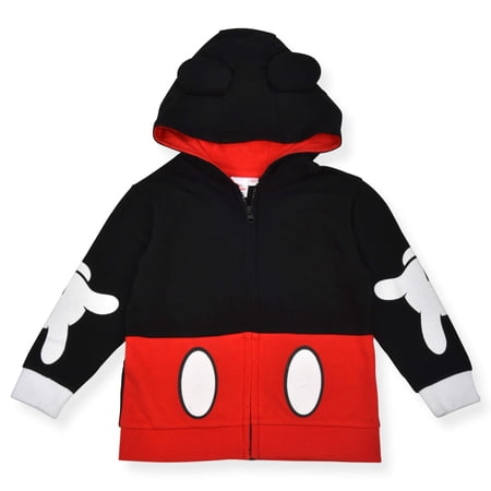Disney Boy's Mickey Mouse Zip Up Fashion Jacket, Hooded with Ears, Red ...