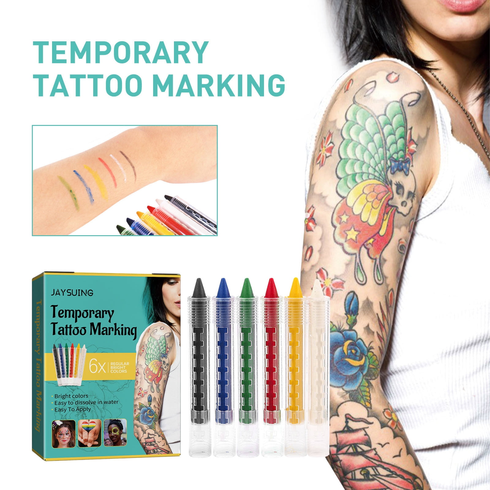 Click here for Egnmcr Temporary Skin Painting Brush  6 / Set Of T... prices