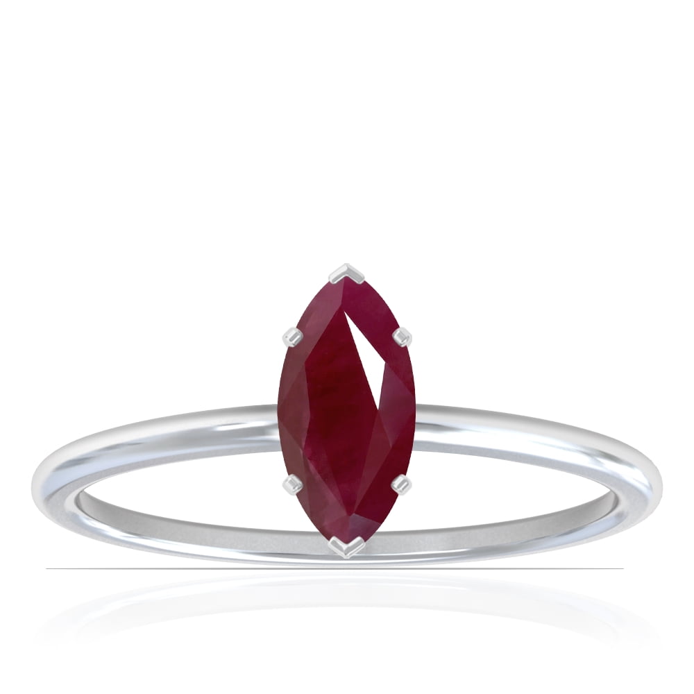 GemsNY July Birthstone - Dainty Marquise Four Prong Ruby Solitaire Ring (1.10cts.) - Walmart.com