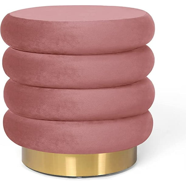 Joveco 15.7"D Round Velvet Ottoman Footrest Stool, Vanity Stool with ...