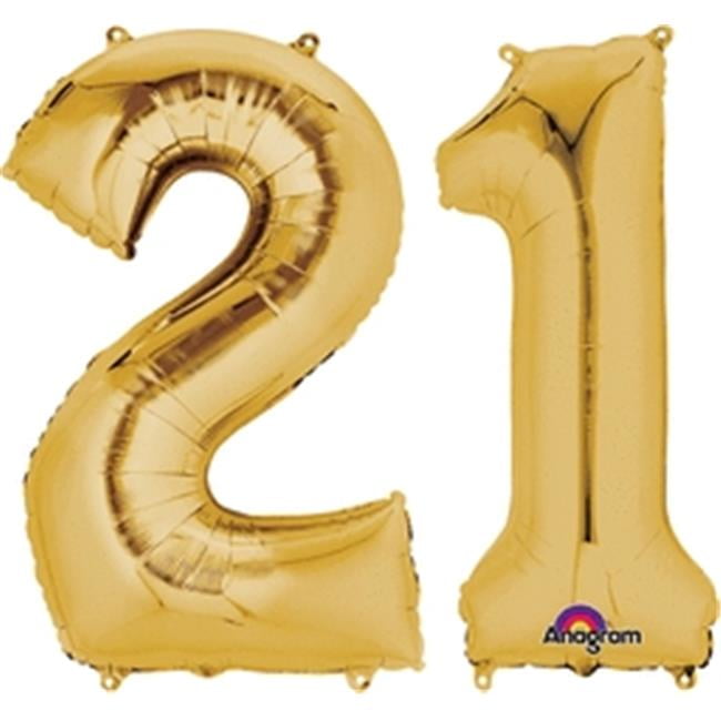 Anagram 79370 Gold 21 Number Bunch Foil Balloon - Walmart.com