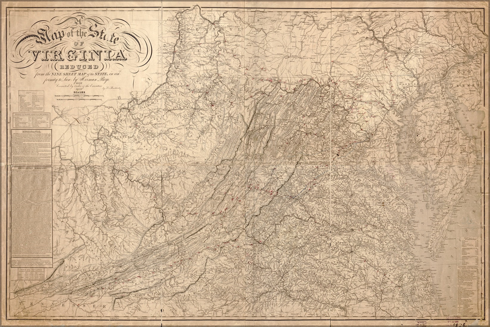 24"x36" Gallery Poster, Map of the State of Virginia 1859 p2 - Walmart.com
