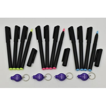 Opticz Invisible UV Blacklight Reactive Ink Markers Blue Red Yellow ...