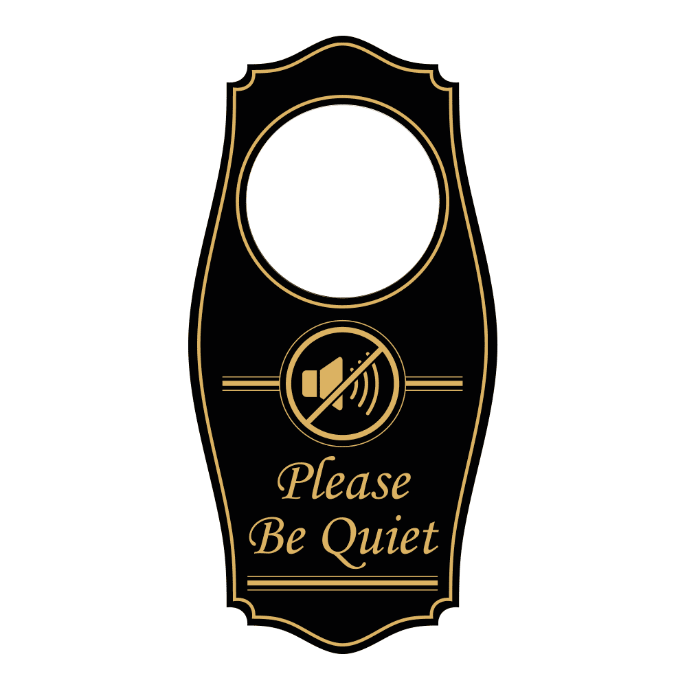 Signs ByLITA Please Be Quiet Door Hanger - Black Gold, 4" x 8 ...