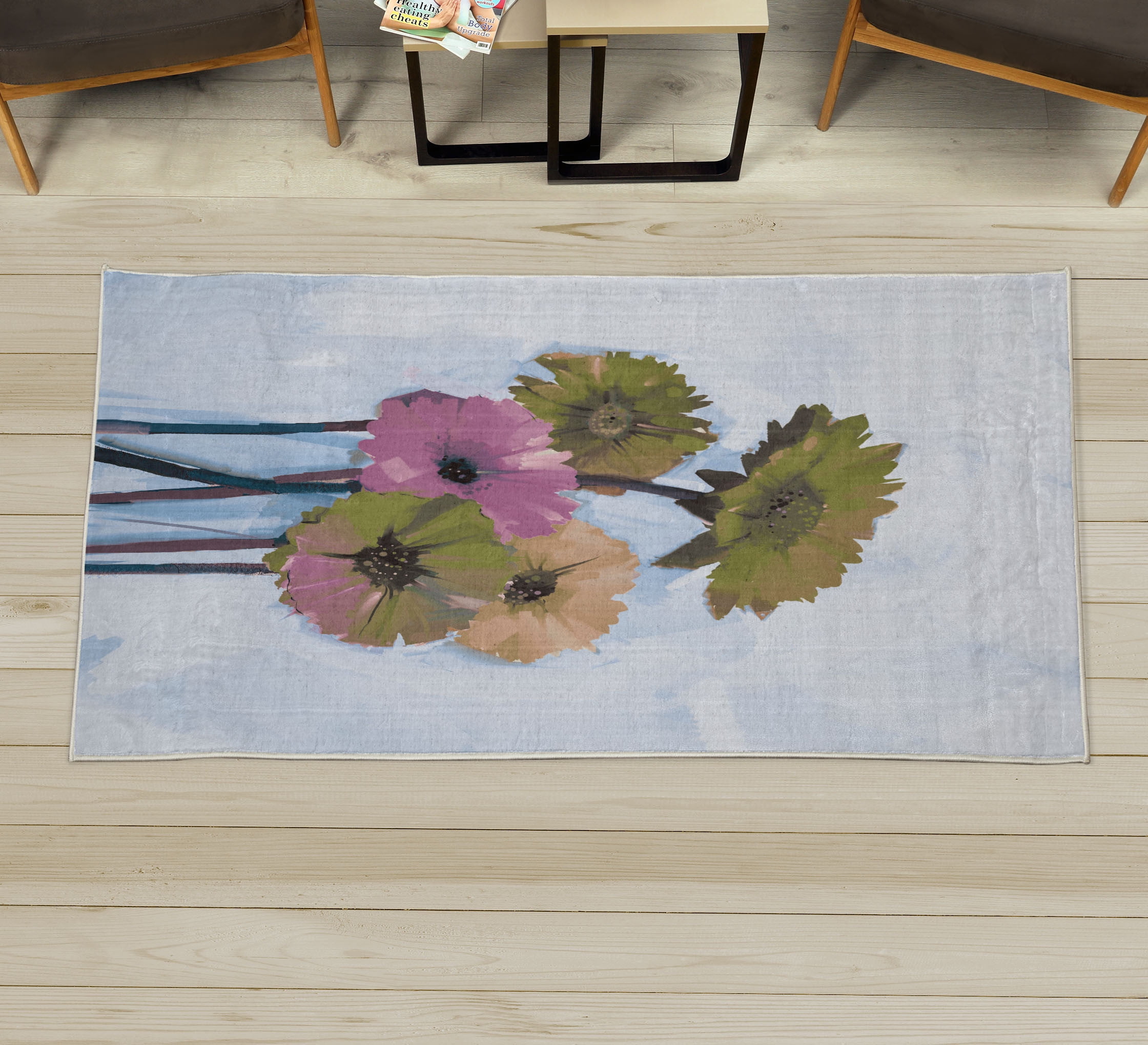 Gerber Daisy Decorative Rug, Posy of Spring Flowers Oil Painting ...