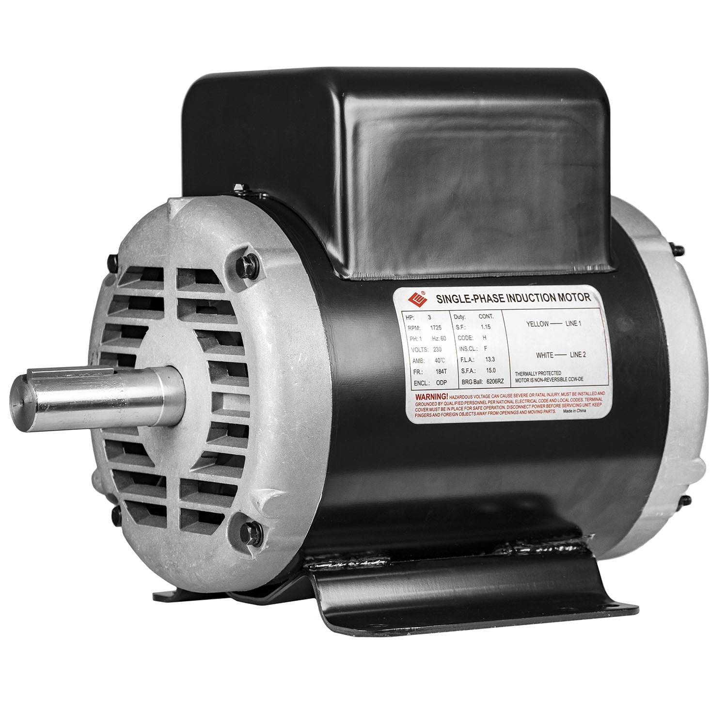 3 HP Electric Motor Single Phase 1725 RPM 230 Volts 1-1/8" Shaft Farm Duty 184T - Walmart.com