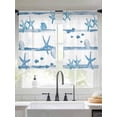 Blue Coastal Starfish Semi Sheer Curtains 45 Inch Length 2 Panels Set ...