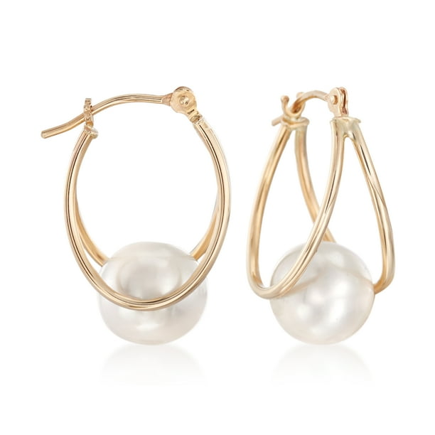 Ross Simons Ross Simons 8 9mm Cultured Pearl Double Hoop Earrings In