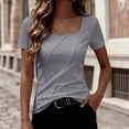 Business Casual Top Women Elegant Solid Colored Short Sleeve Square ...