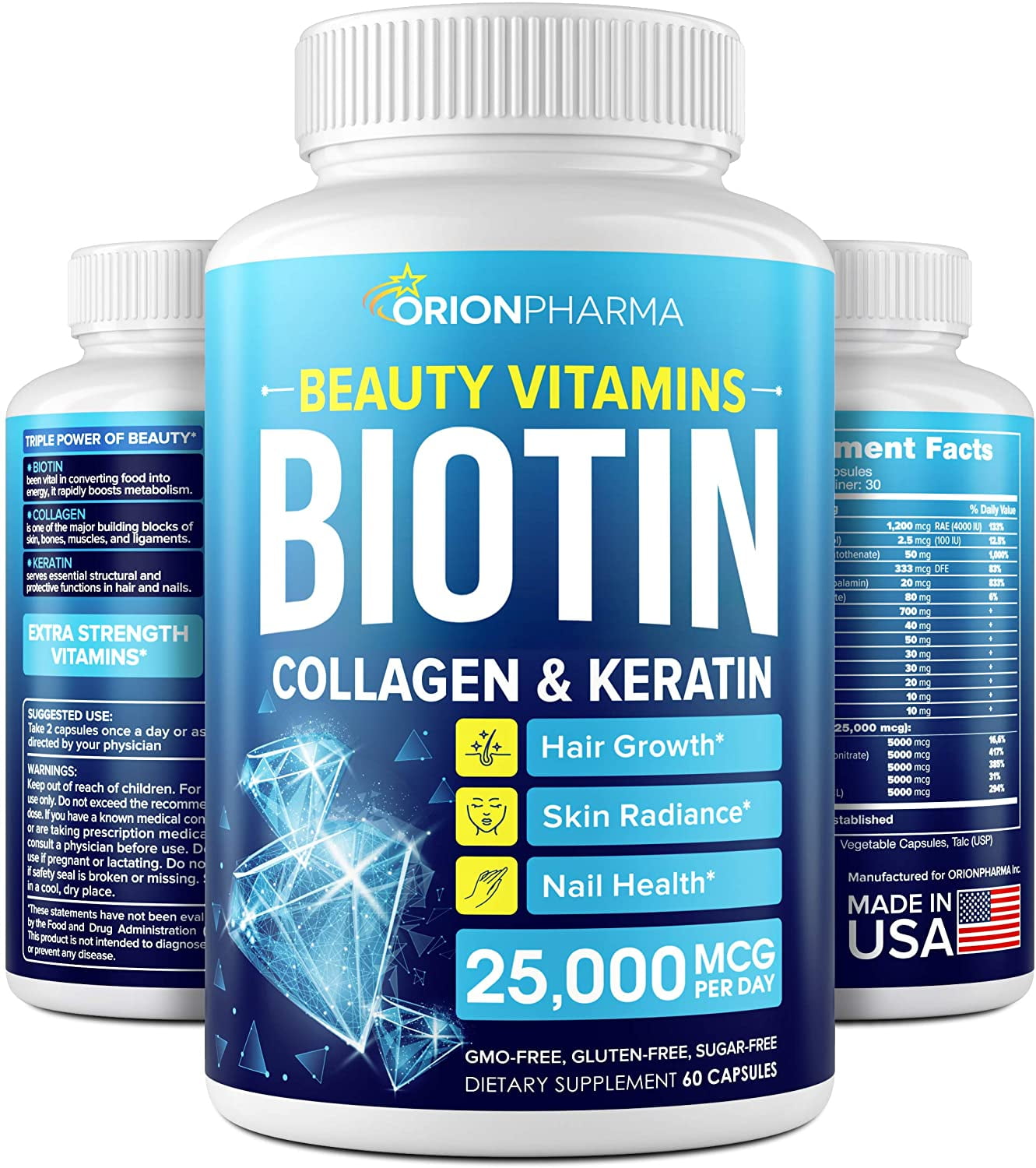 Biotin Keratin And Collagen Capsules Made In Usa Natural Marine