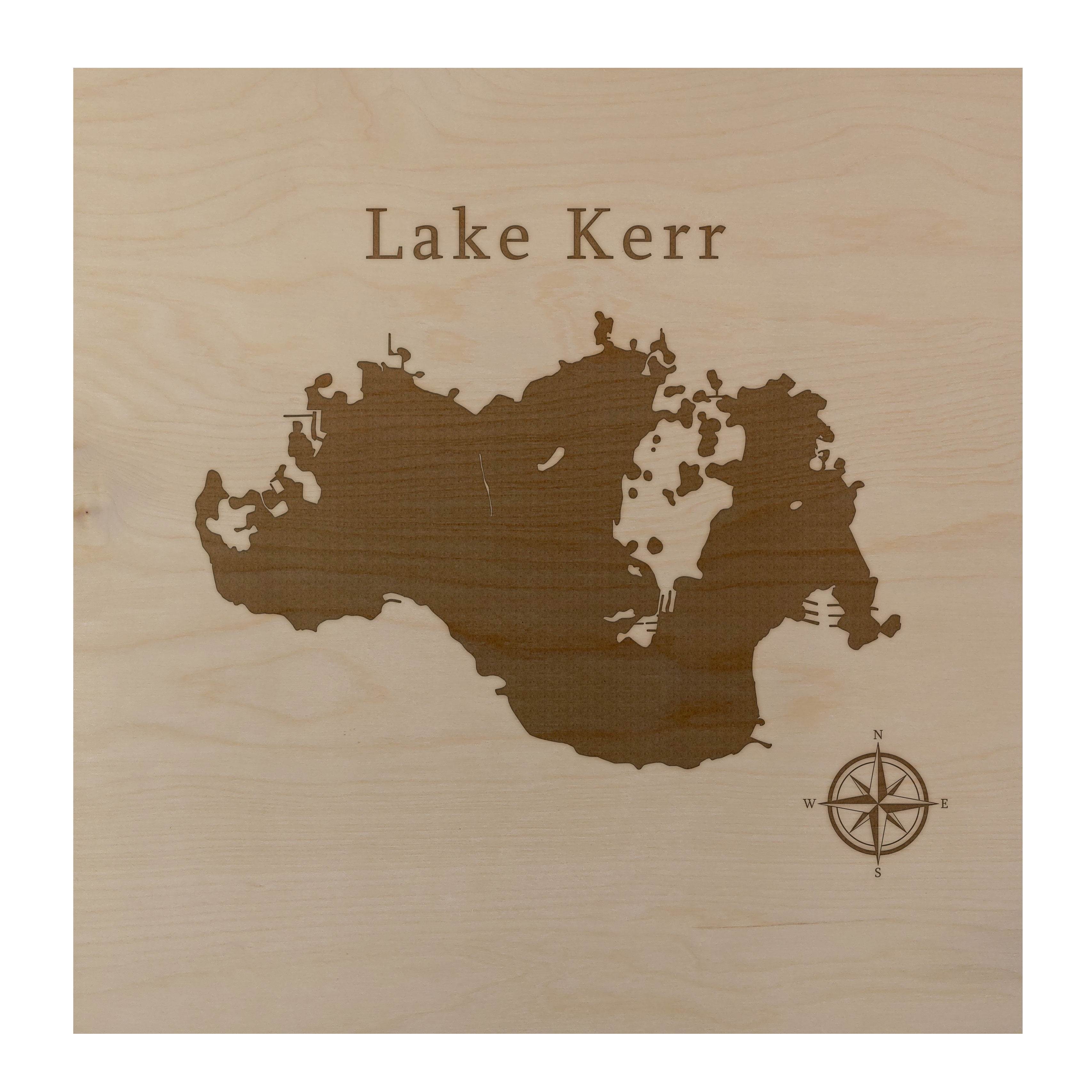 Lake Kerr Map 12x12" Birch Wood Wall Art Office Decor Gift Engraved ...