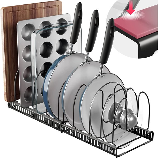 12+ Pans BetterThingsHome Expandable Pan Organizer Rack - Pantry ...