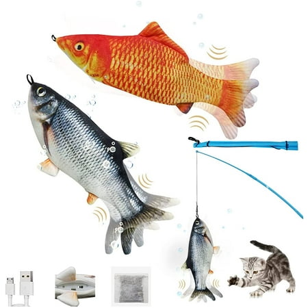Floppy Fish Cat Toy,Cat Fish Toy 11-Inch USB Charging,2 Pack Electric ...