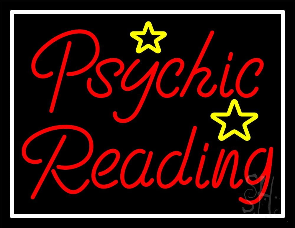 Red Psychic Reading With Stars LED Neon Sign 24" Tall x 31" Wide ...