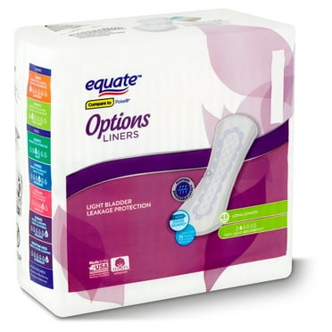 Equate Options Incontinence Pads for Women, Maximum, Long, 144 Count ...