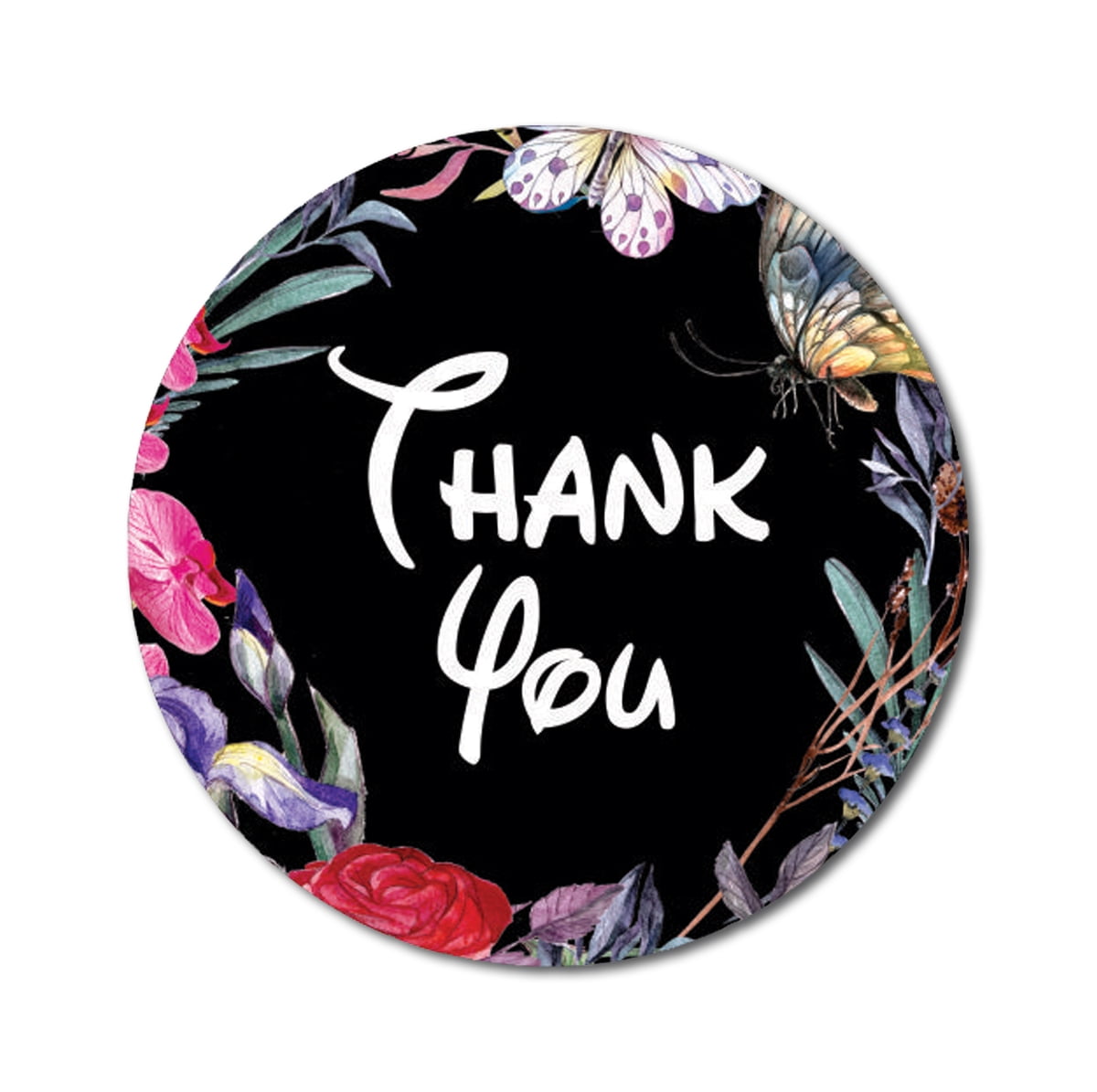 Darling Souvenir Round 45 Pcs Elegent Floral & Border Black Thank You ...
