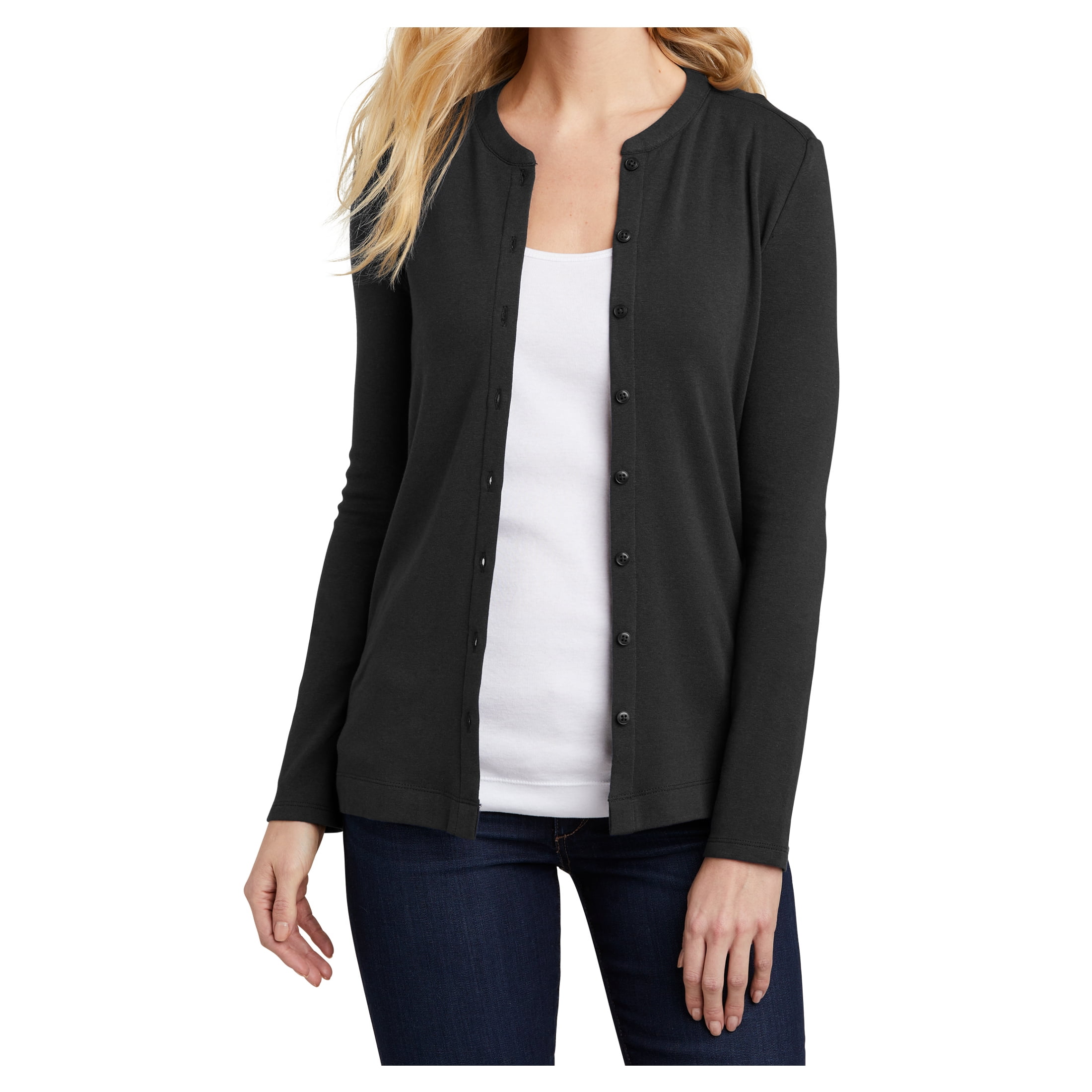 Womens Concept Stretch Button Front Cotton/Modal/Spandex Cardigan Black ...