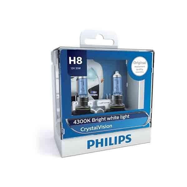 Philips H8 12360 CV 12V 35W PGJ19-1 Crystal Vision 4300K Bright White ...