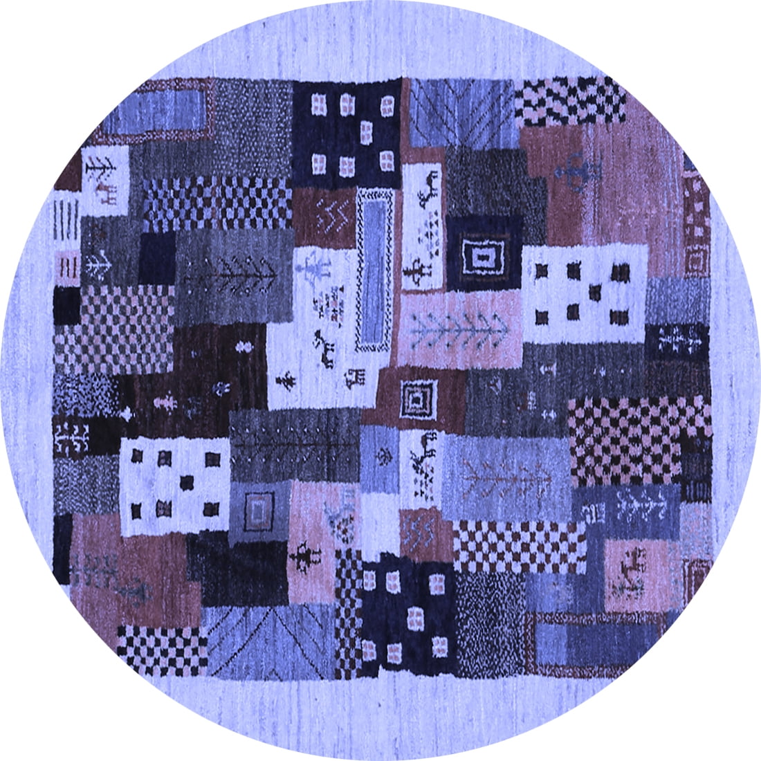 Ahgly Company Indoor Round Abstract Blue Contemporary Area Rugs, 8 ...