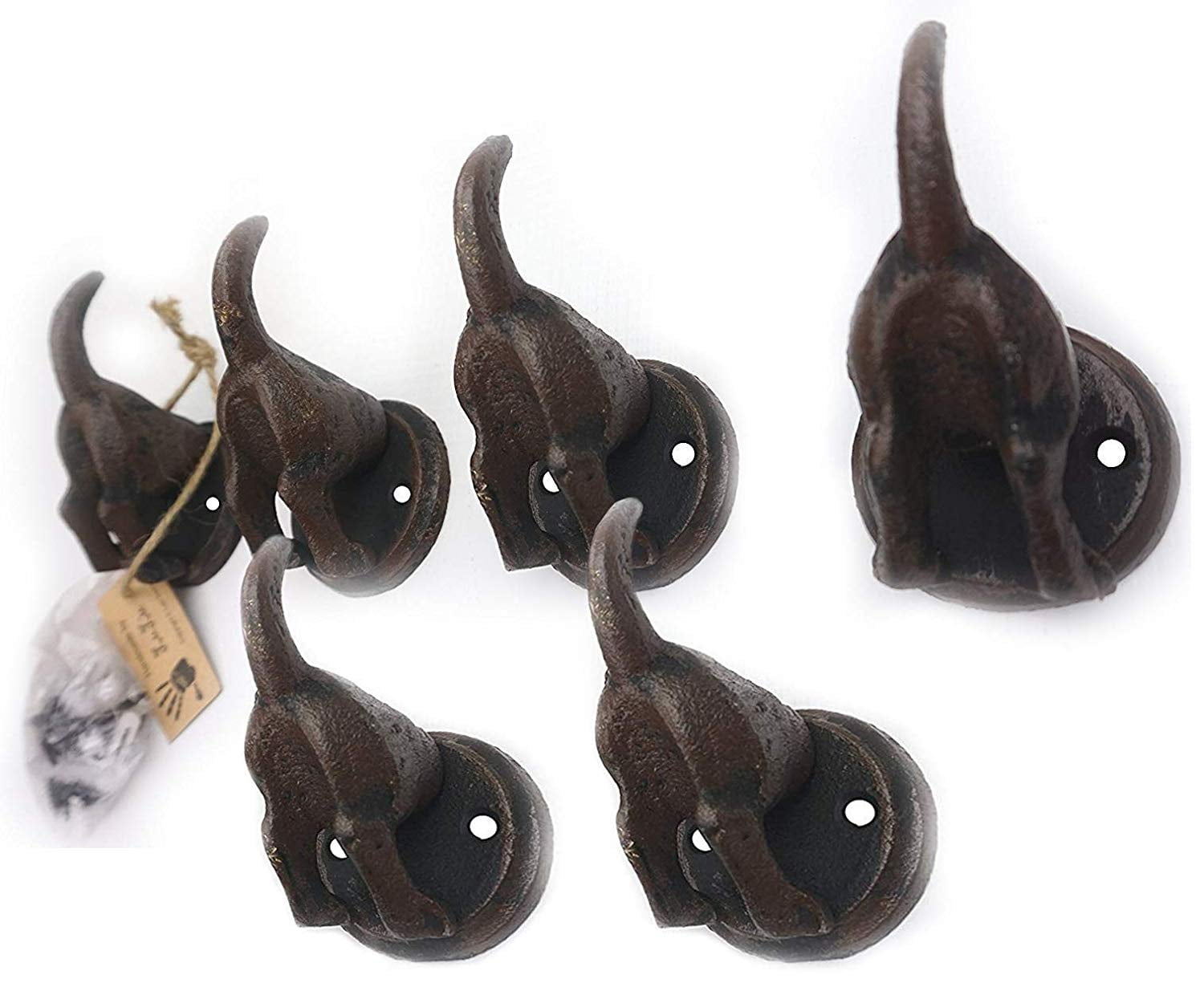 Lulu Decor, Dog Tail Hooks with Brackets (6 Pieces) - Walmart.com