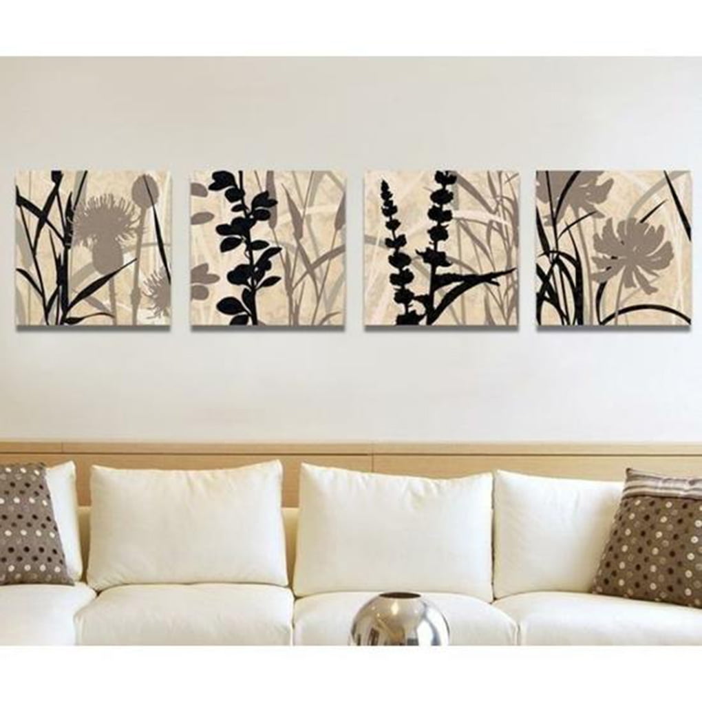 4 Panels Oil Paintings Abstract Flowers Wall Art Pictures for Living ...