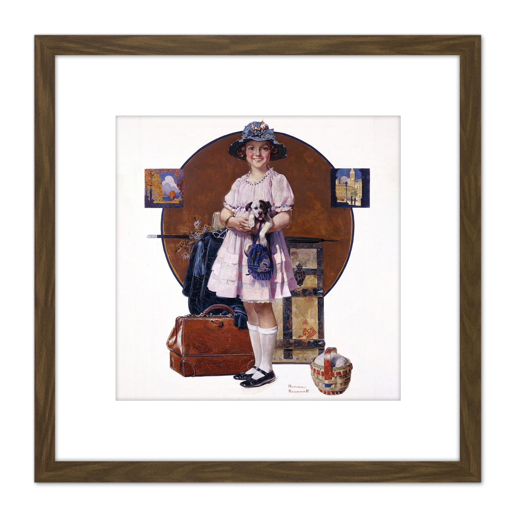 Norman Rockwell Vacations Over Girl Returning Summer Trip 8X8 Inch ...