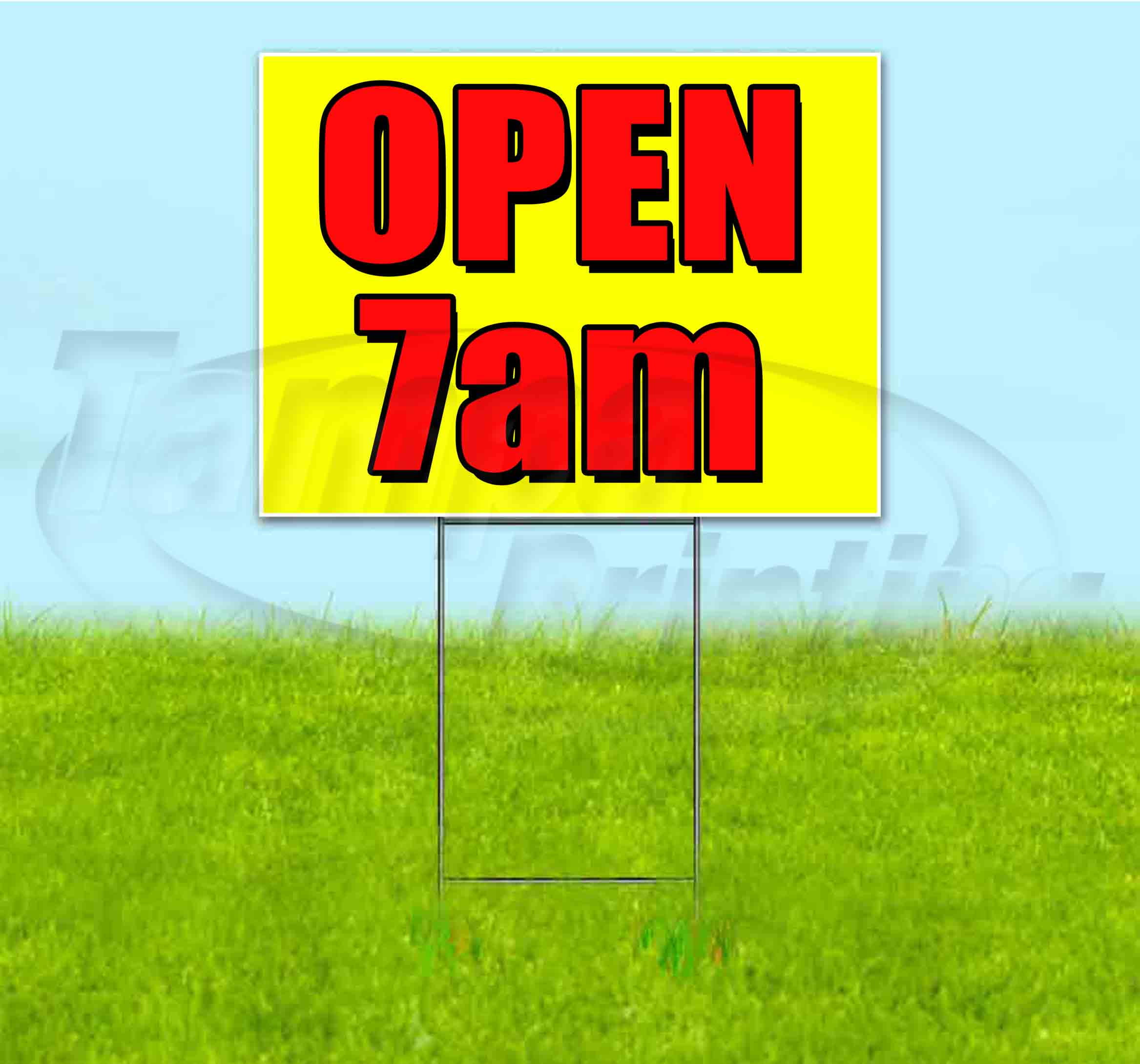 Open 7 Am (18" x 24") Yard Sign, Includes Metal Step Stake - Walmart.com