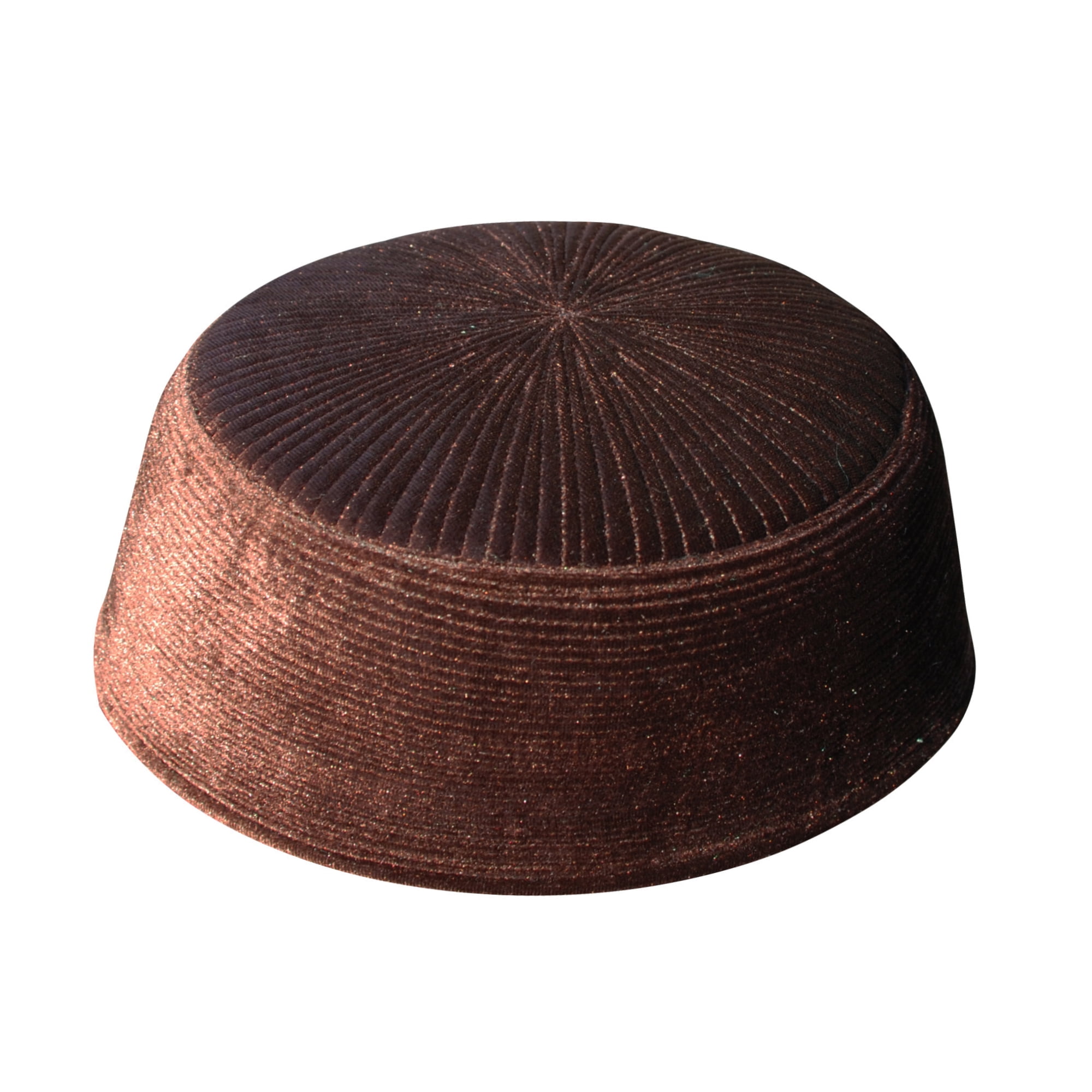 TheKufi® Chechen Style Muslim Hat Dark Brown Rigid Velvet Prayer Cap (L ...