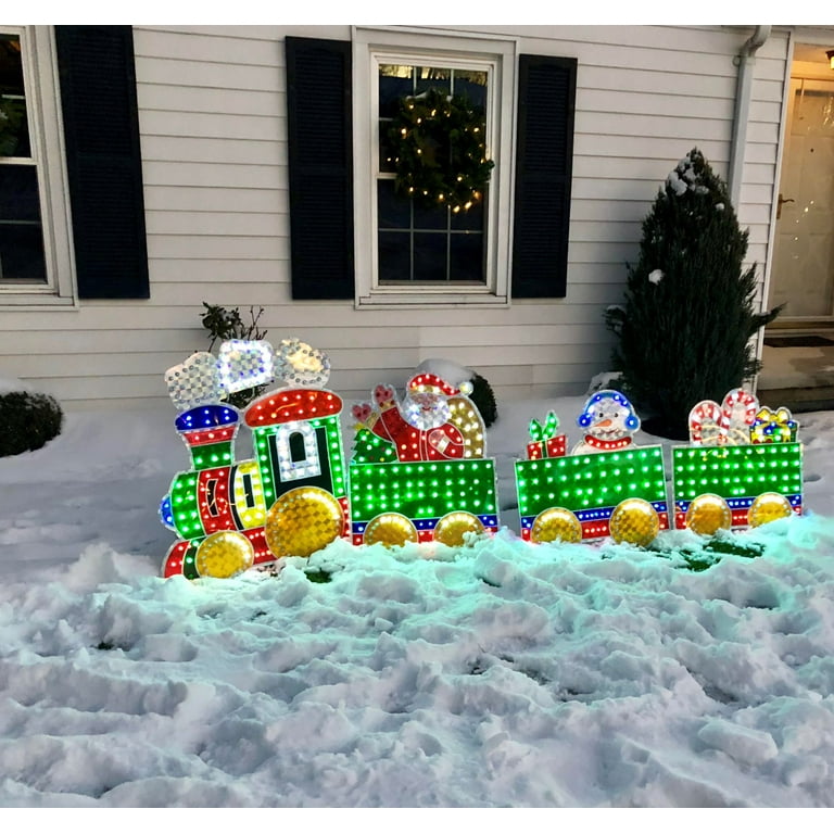 Motion Lighted Christmas Train Yard Christmas Lighted Ornaments